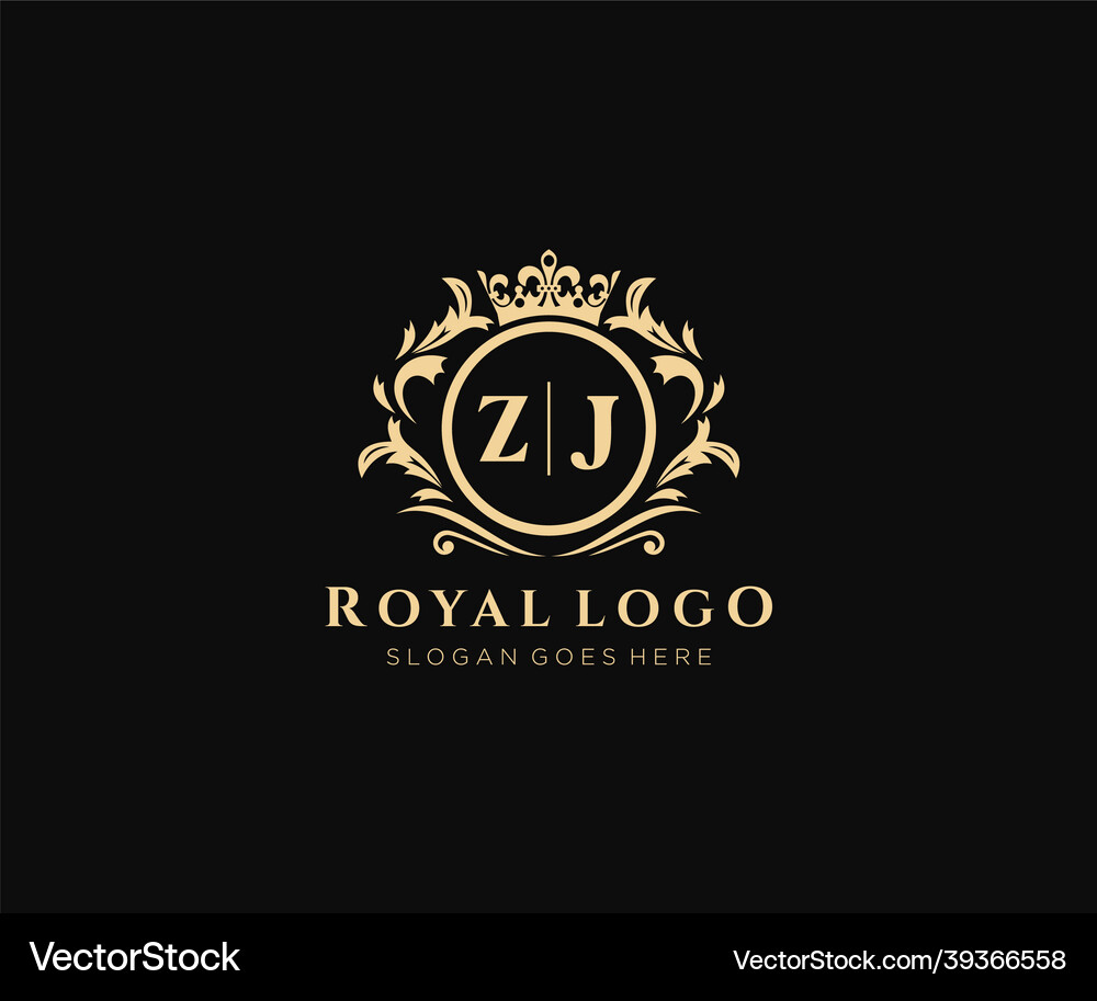 Initial zj letter luxurious brand logo template Vector Image
