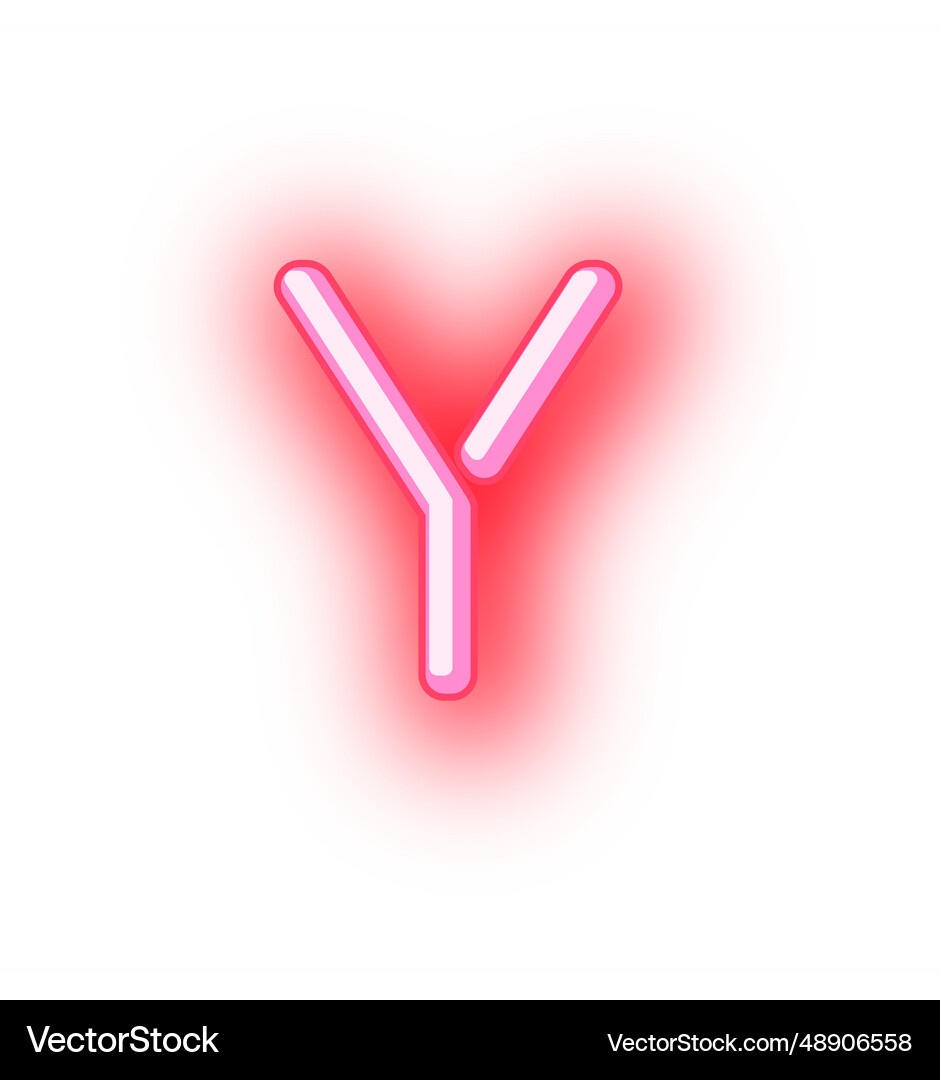Letterhead red neon alphabet y Royalty Free Vector Image