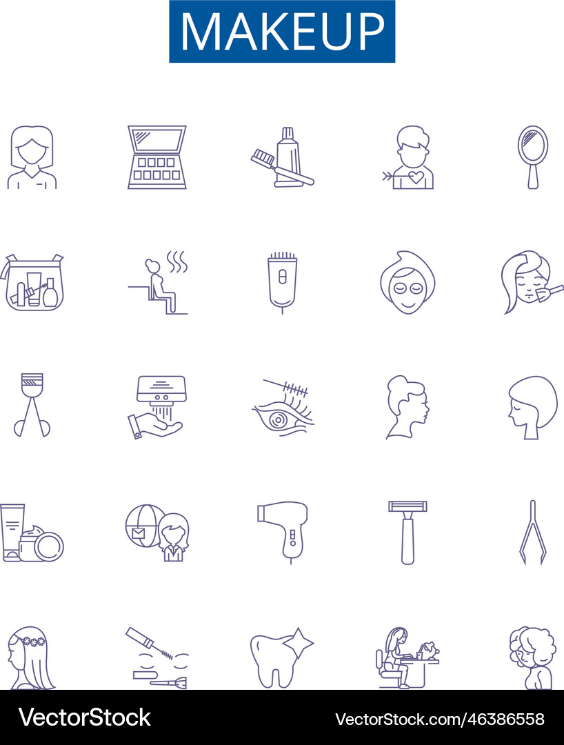 Makeup line icons signs set design collection Vector Image
