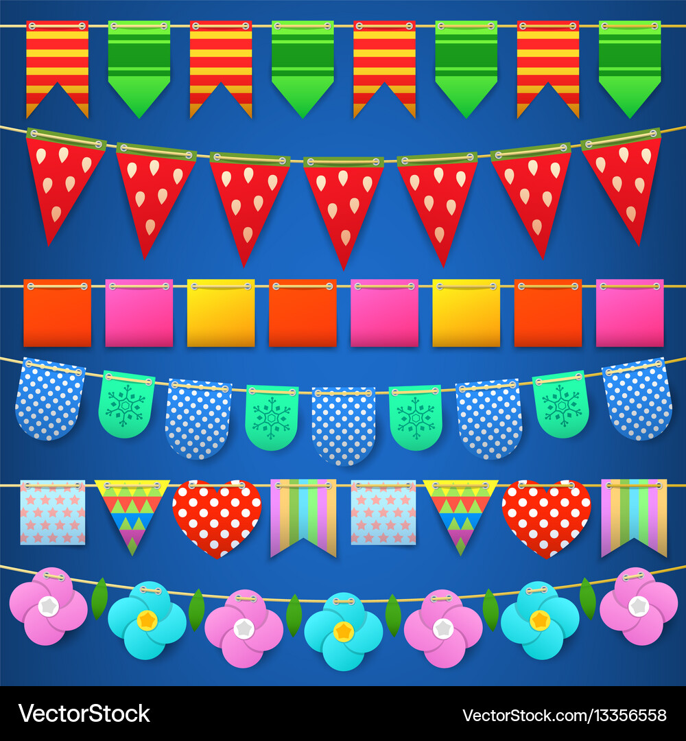 Party celebration colorful flags collection Vector Image