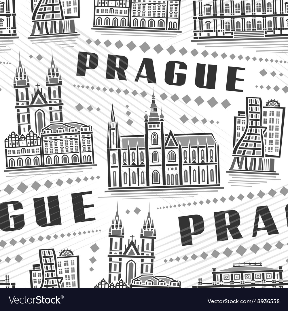 Prague seamless pattern Royalty Free Vector Image