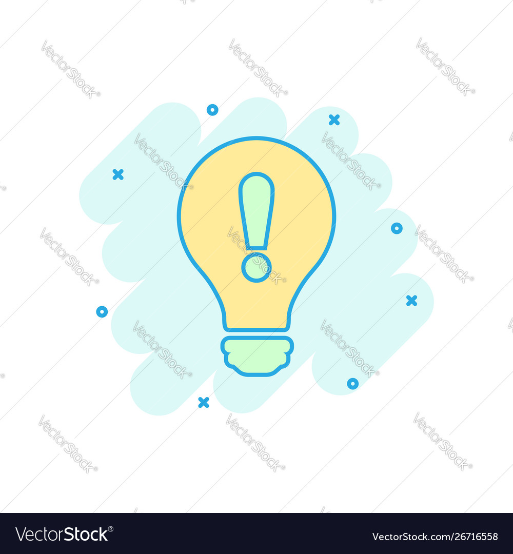 Problem solution icon in comic style light bulb Vector Image