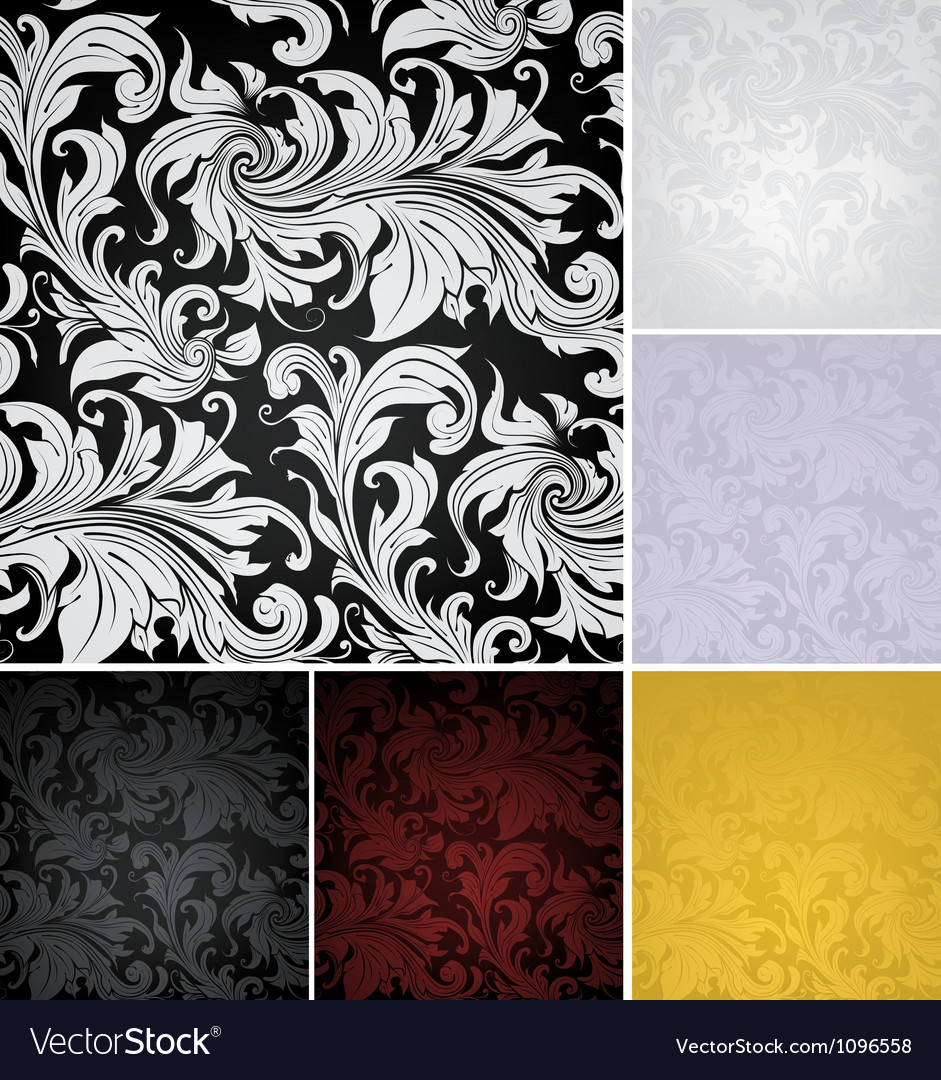 Seamless wallpaper pattern set of six colors Vector Image