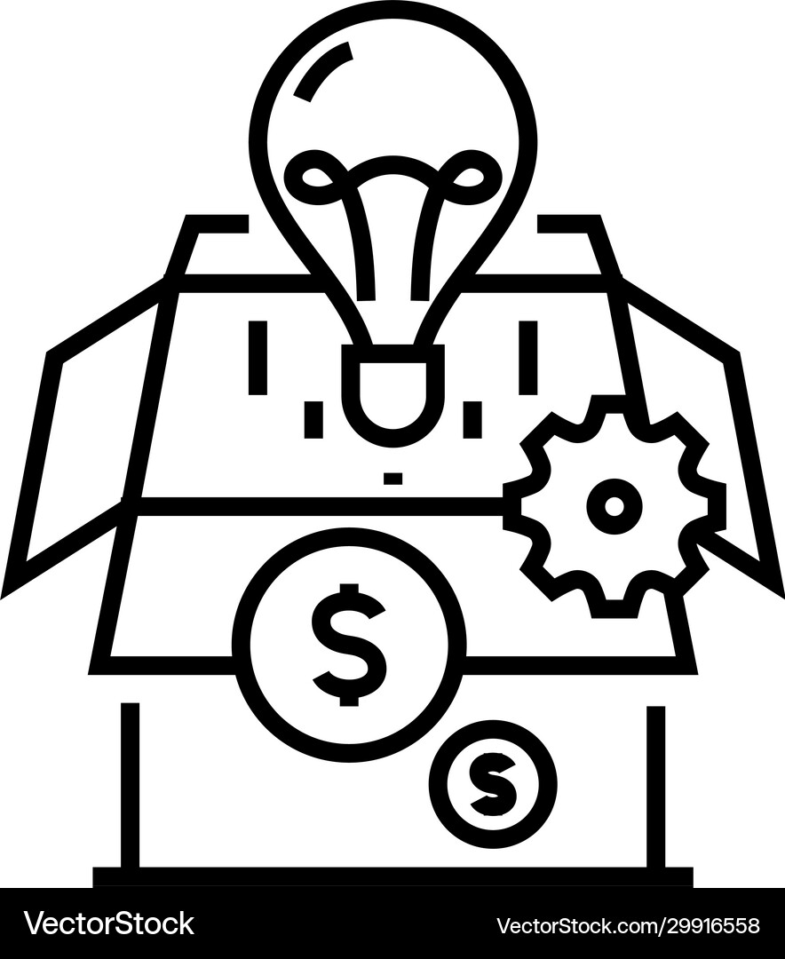 Settings box line icon concept sign outline Vector Image