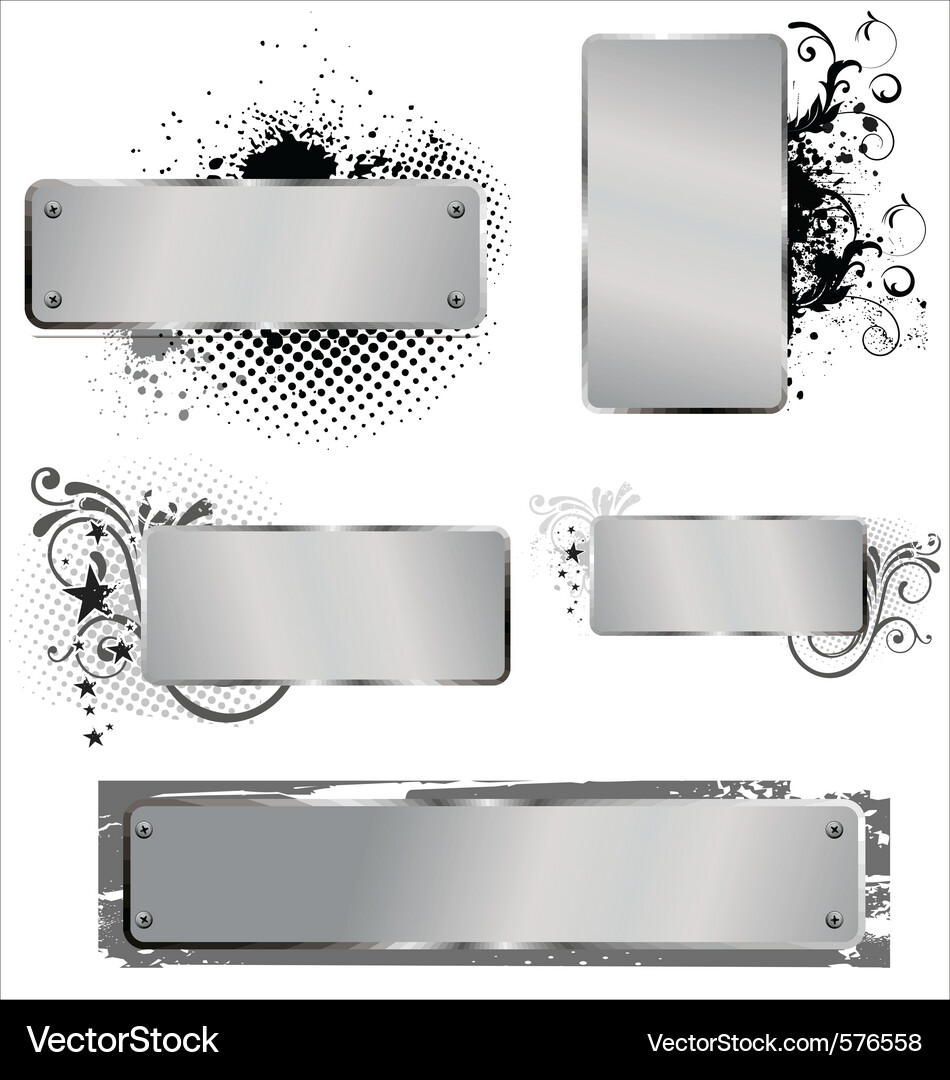 Shiny grunge aluminium banners Royalty Free Vector Image