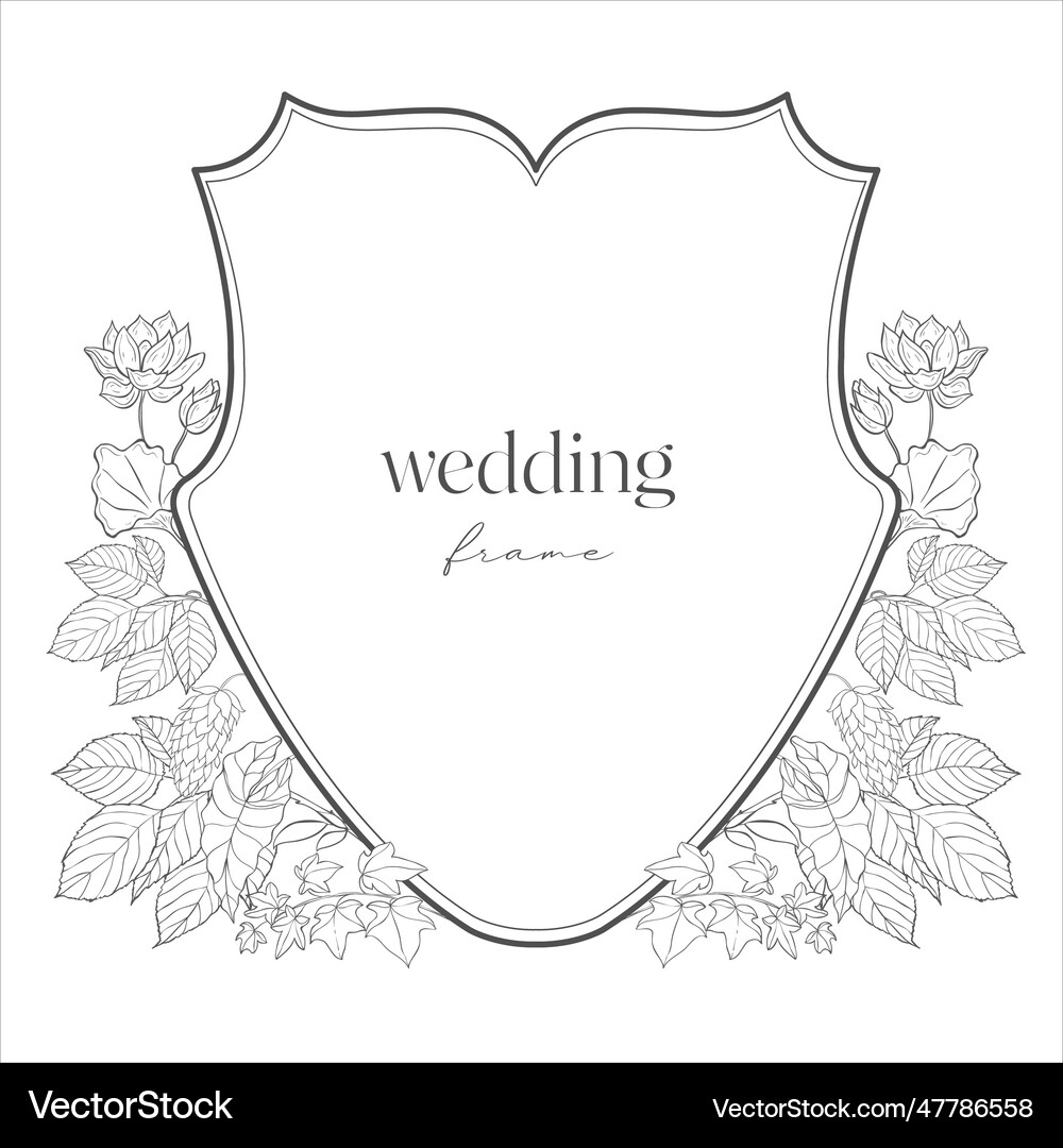 Wedding crest with flowers on the white background