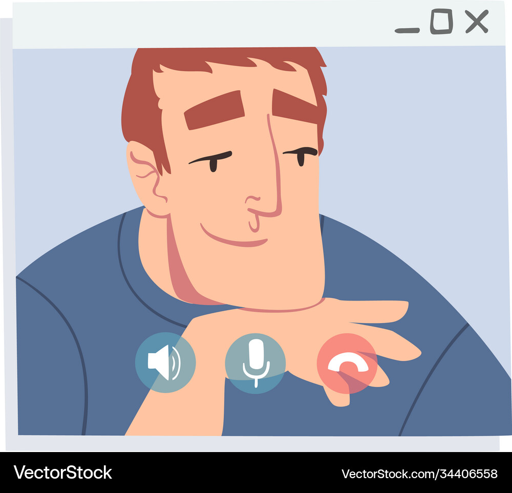 Young man having video call person chatting Vector Image