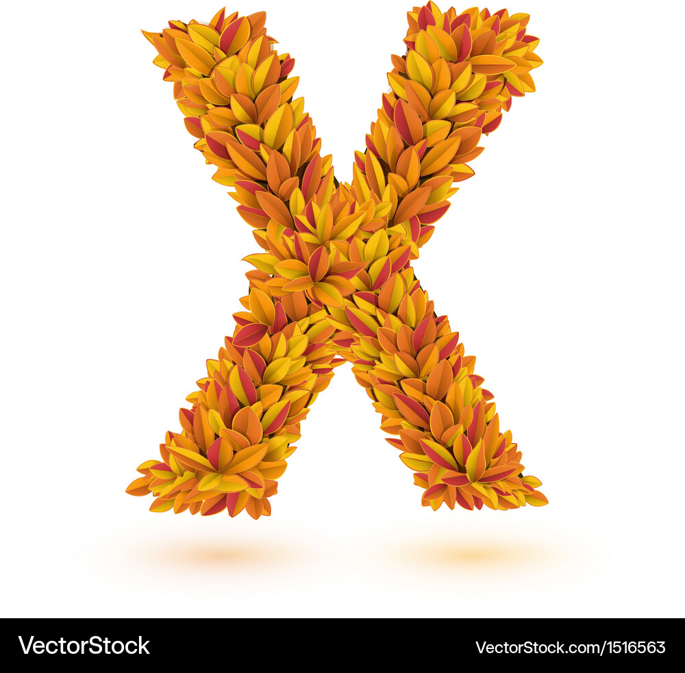 Autumn fall bright orange leaves letter Royalty Free Vector