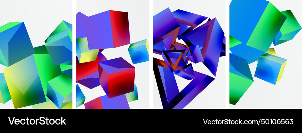 Composition of 3d cubes and other geometric Vector Image