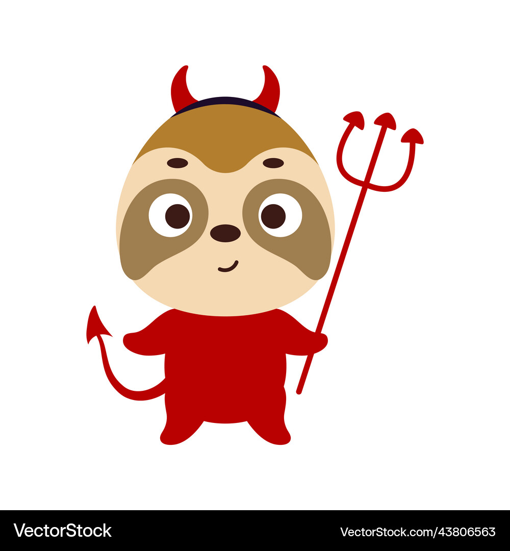 Cute little halloween sloth in a devil costume Vector Image