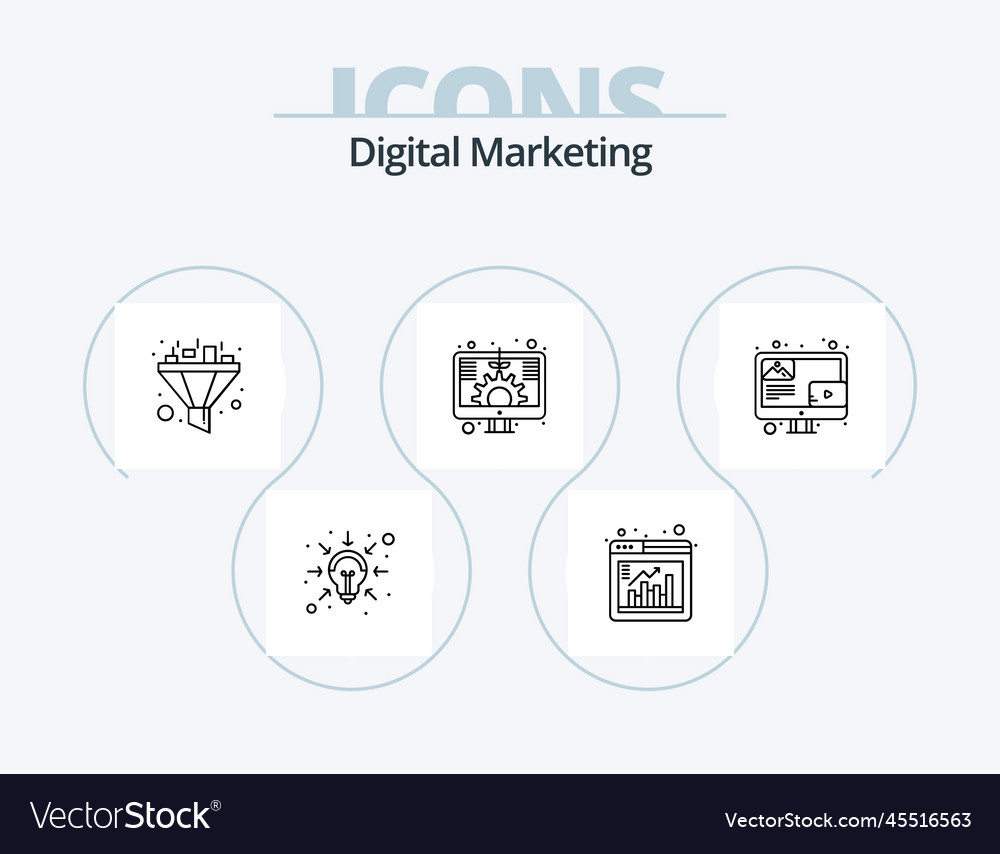 Digital marketing line icon pack 5 icon design Vector Image