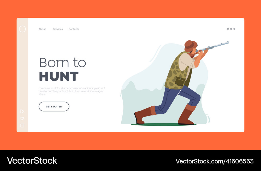 Hunting hobby landing page template hunter shoot Vector Image