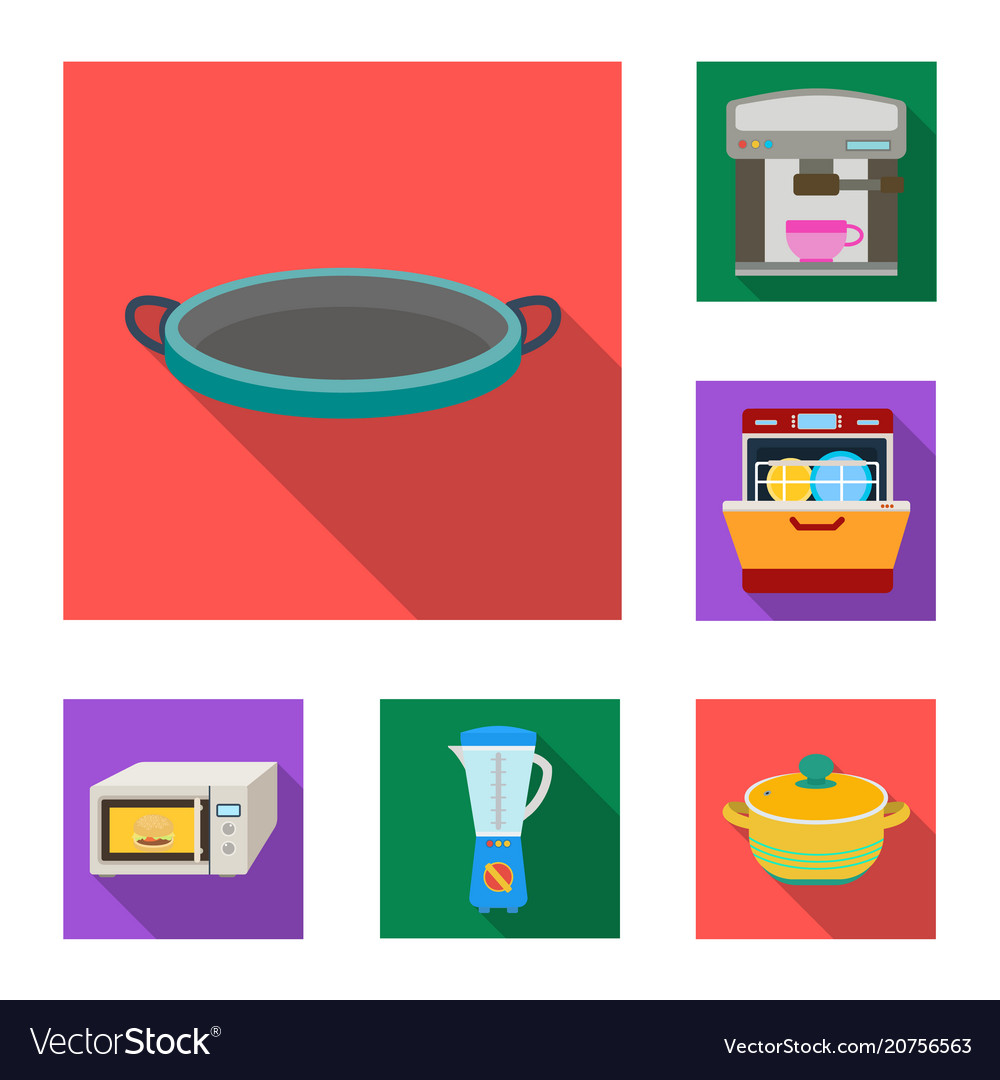Kitchen equipment flat icons in set collection Vector Image