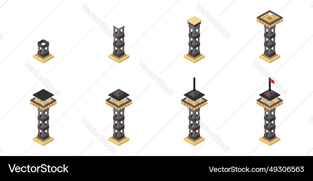 Phased construction of an observation tower Vector Image