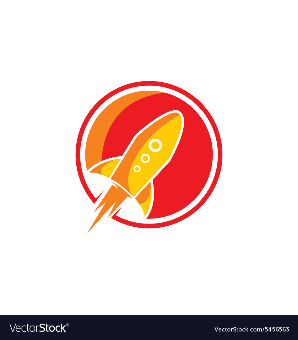 Rocket fly launch logo Royalty Free Vector Image