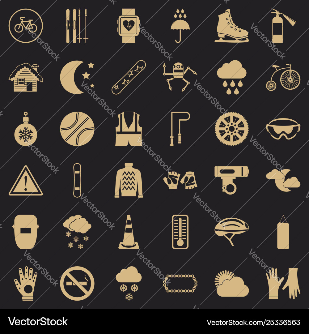 Season icons set simple style Royalty Free Vector Image