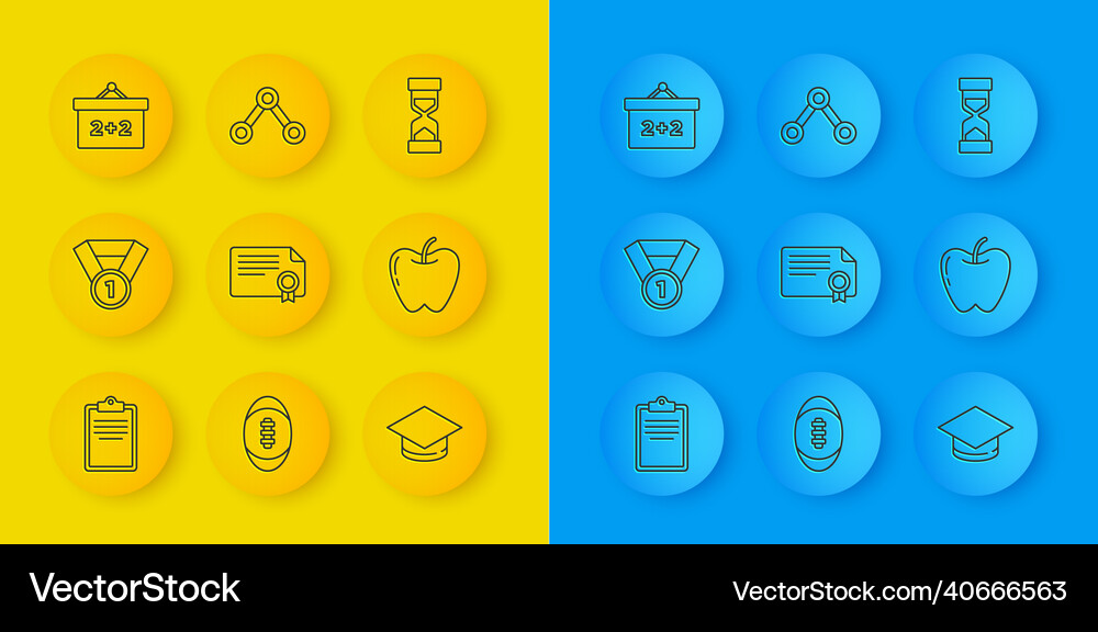 Set line clipboard with checklist medal Royalty Free Vector