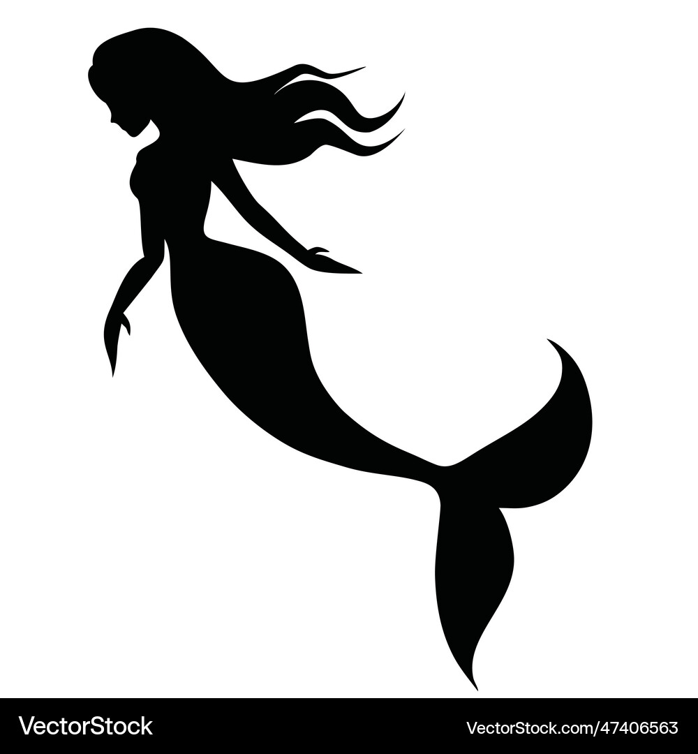 Silhouette of mermaid Royalty Free Vector Image