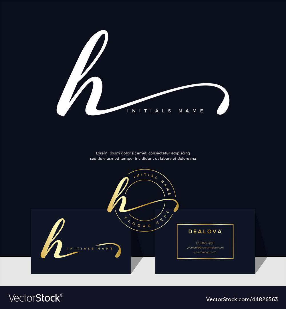 Simple elegant initial handwriting letter h Vector Image