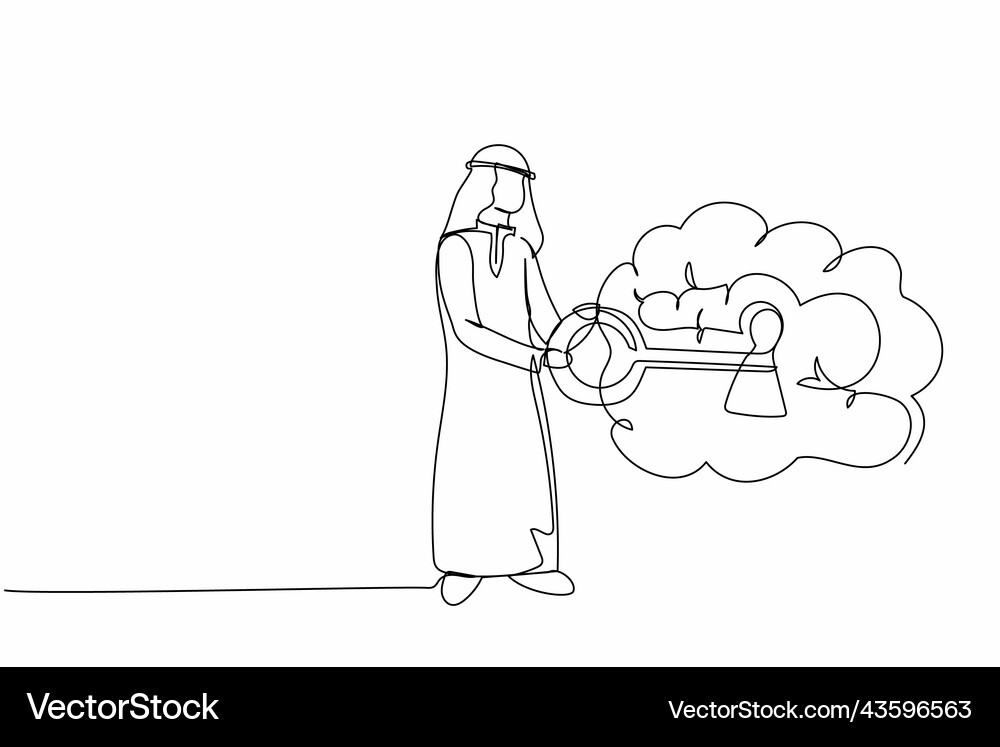 Single one line drawing arabian businessman Vector Image
