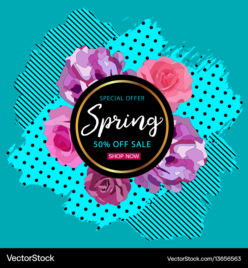 Spring sale background with beautiful colorful Vector Image