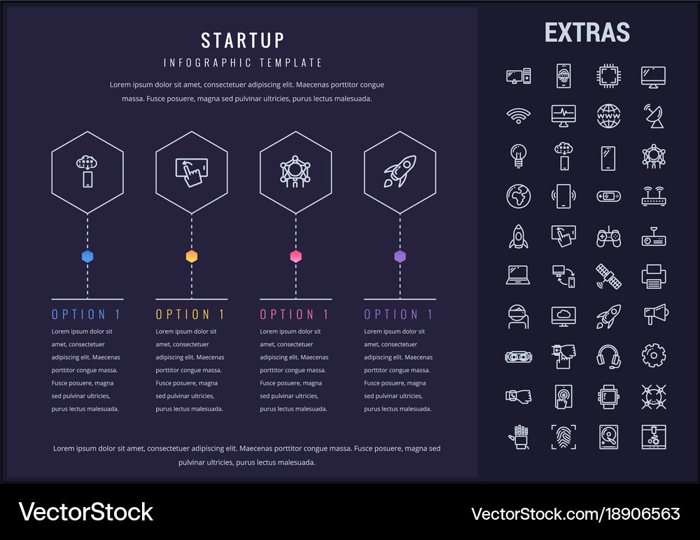 Startup infographic template elements and icons Vector Image