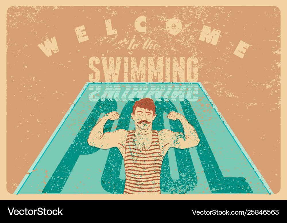 Swimming pool typographical vintage grunge poster Vector Image