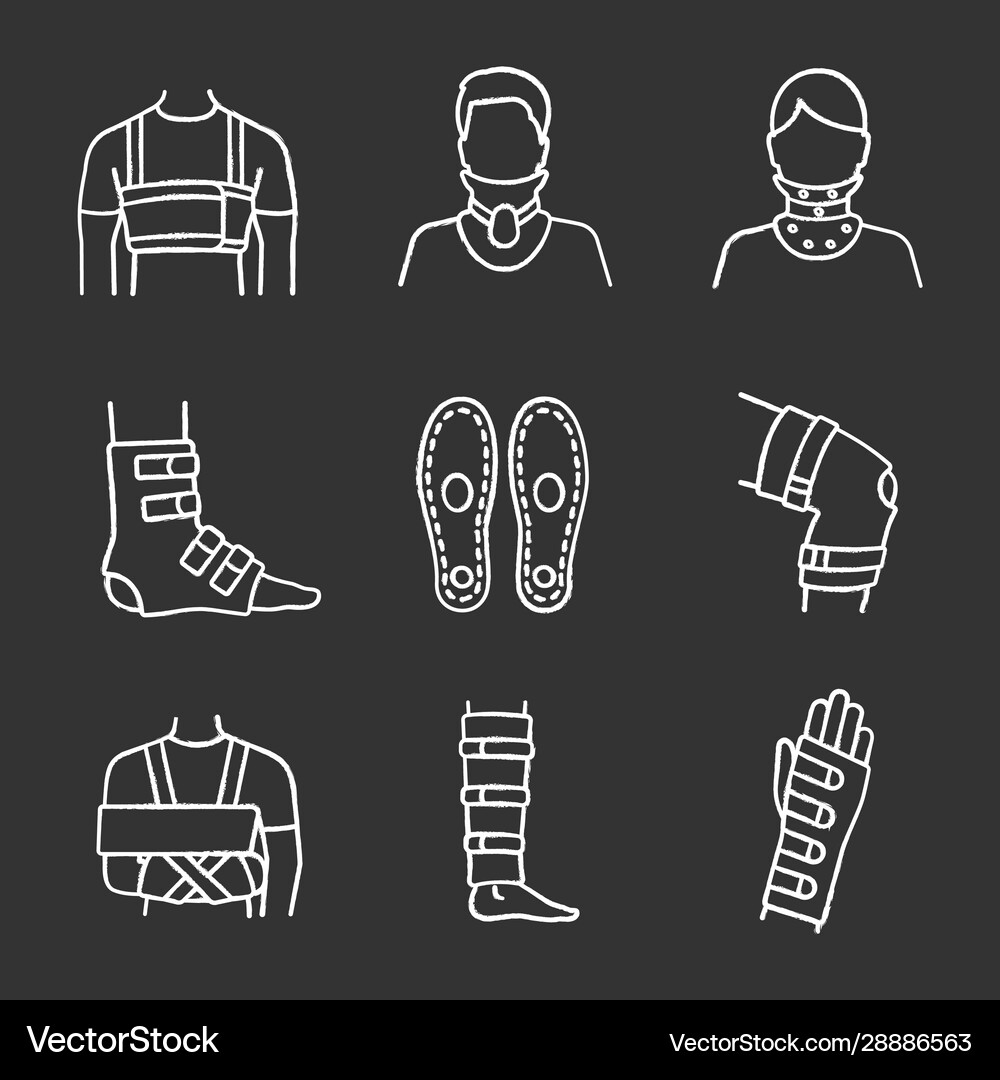 Trauma treatment chalk icons set Royalty Free Vector Image