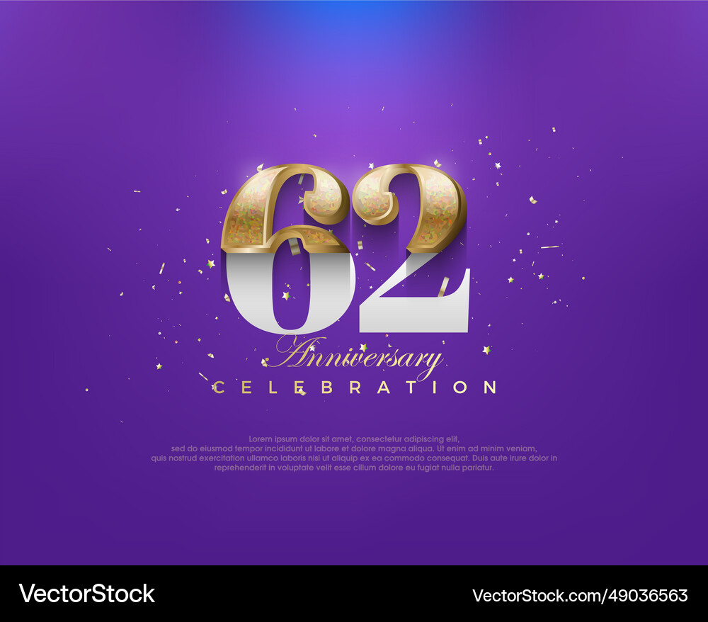 Unique classic number 62nd for an anniversary Vector Image