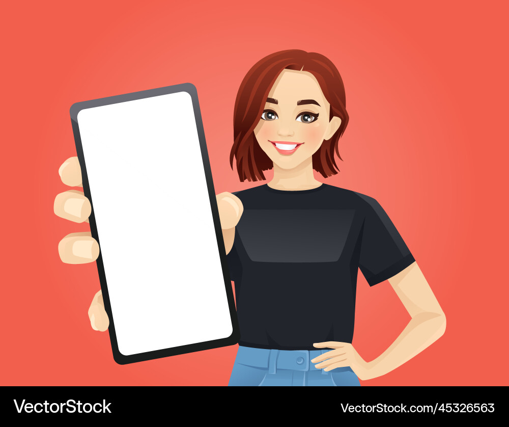 Young woman with phone Royalty Free Vector Image
