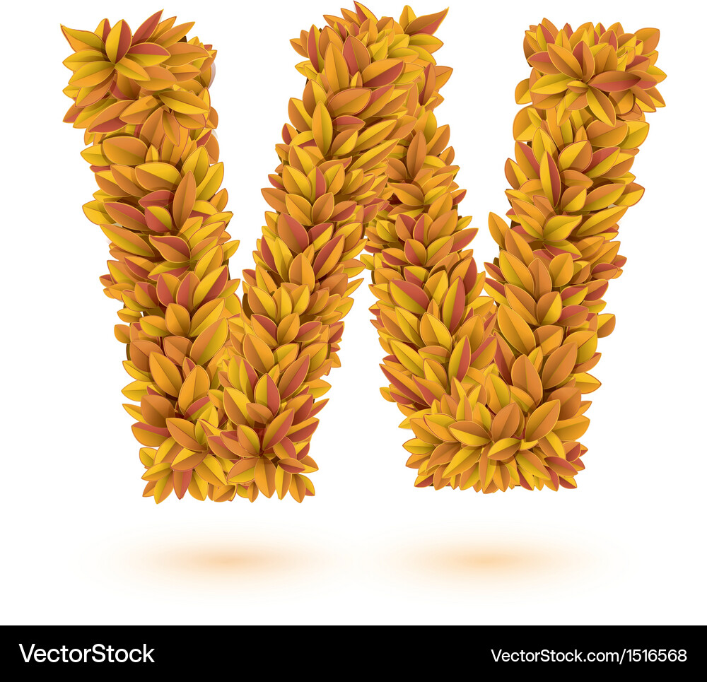 Autumn fall bright orange leaves letter Royalty Free Vector