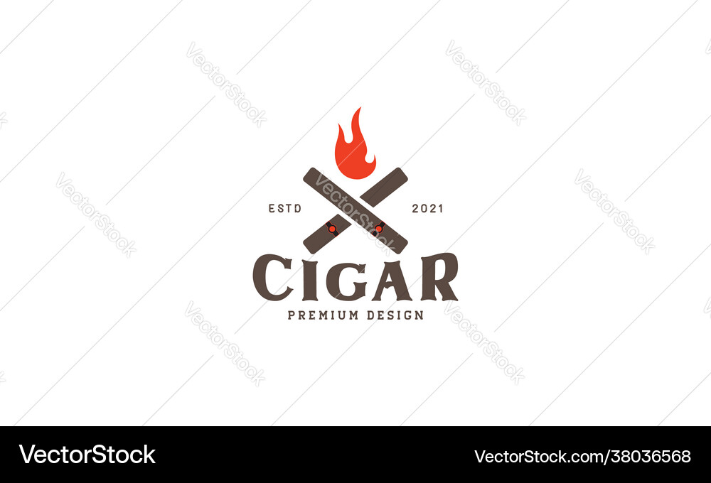 Cigar cross with fire logo symbol icon graphic Vector Image