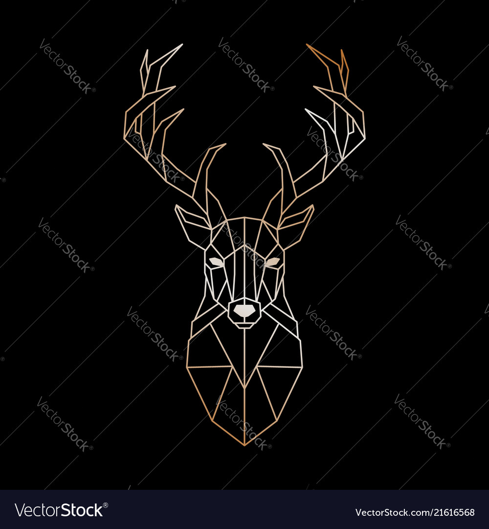 Geometric head of a wild deer abstract gold Vector Image