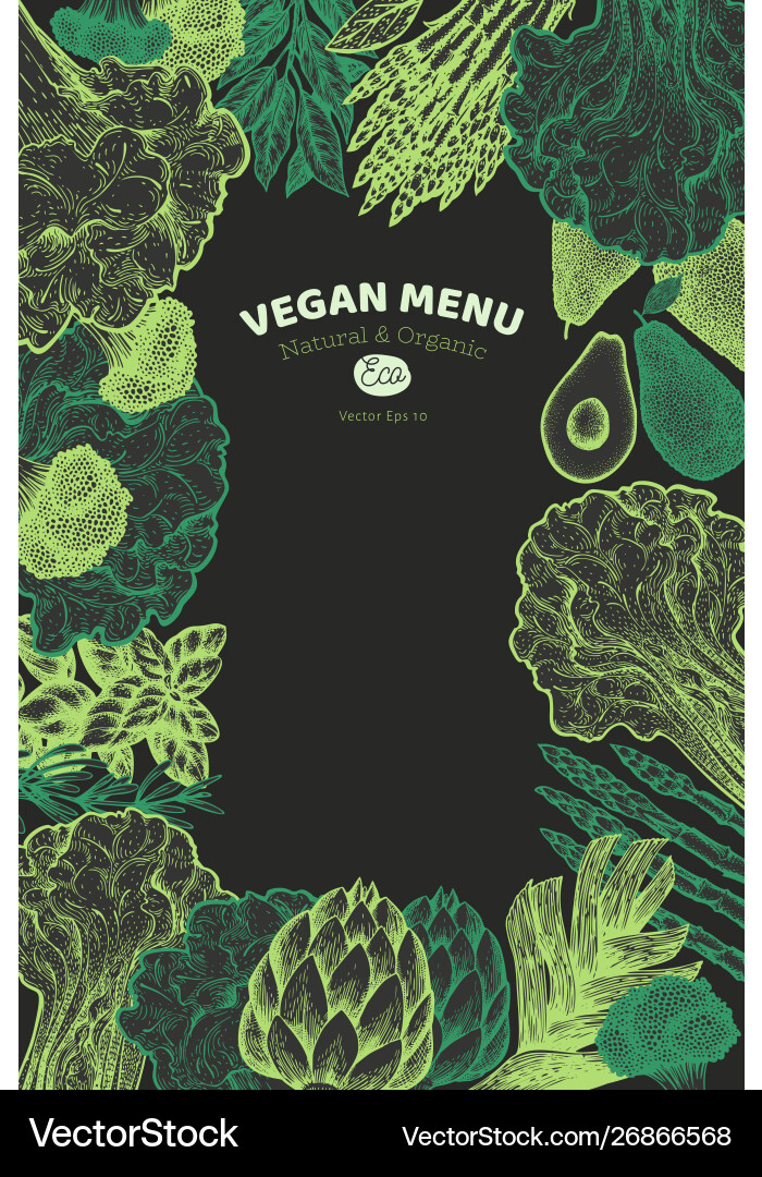 Green vegetables design template hand drawn food Vector Image