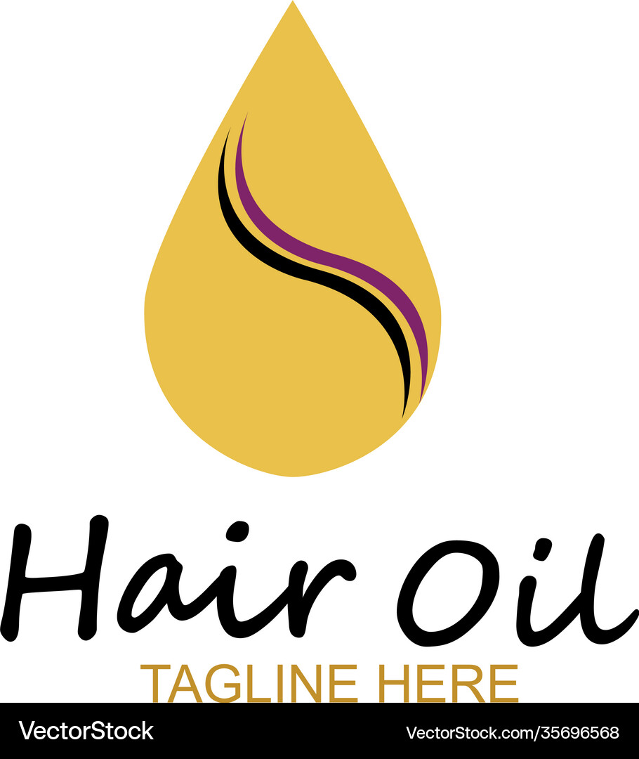 Hair oil essential logo with drop Royalty Free Vector Image