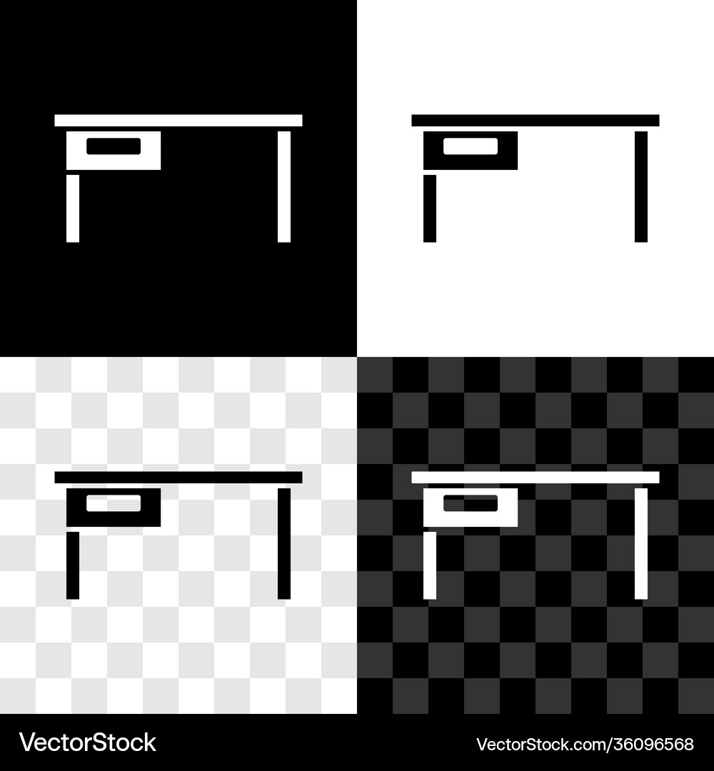 Set office desk icon isolated on black and white Vector Image