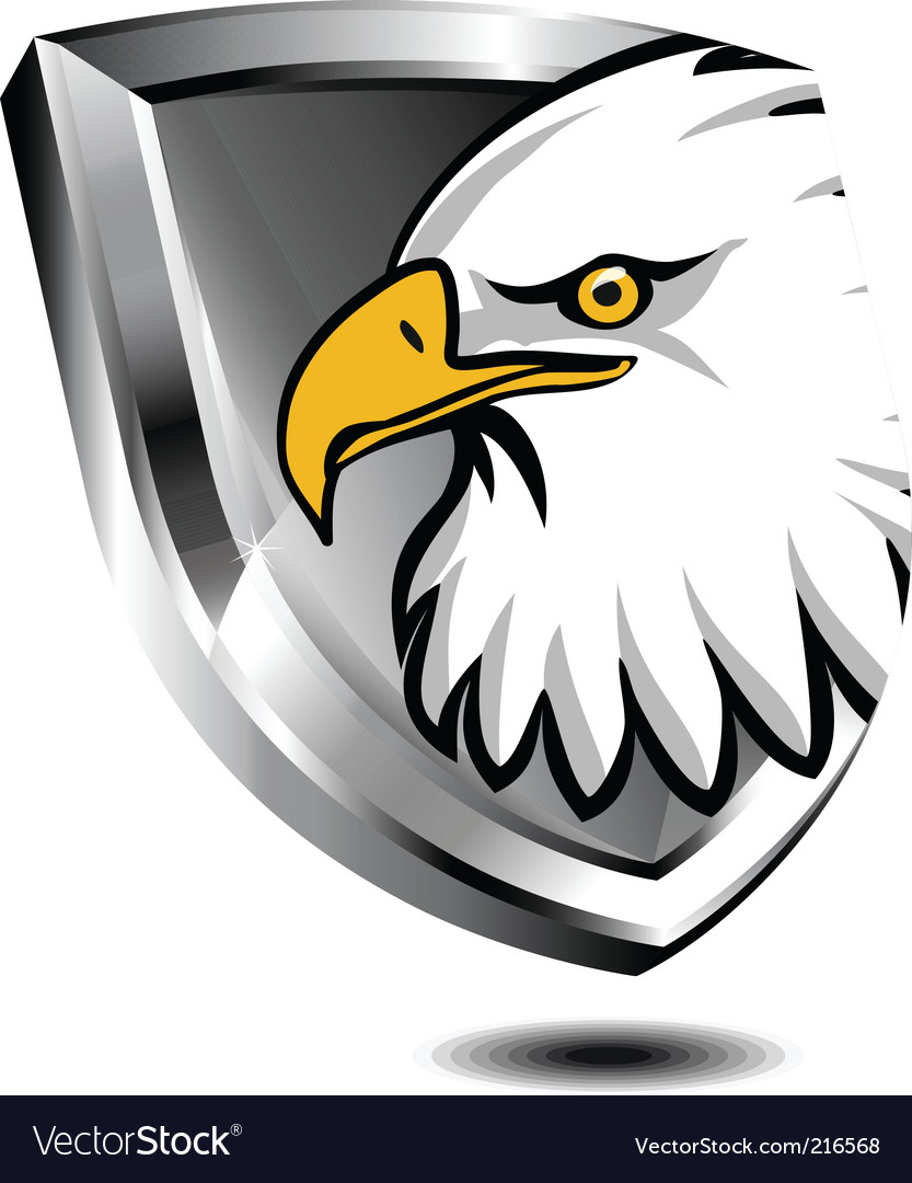 Silver shield with eagle Royalty Free Vector Image