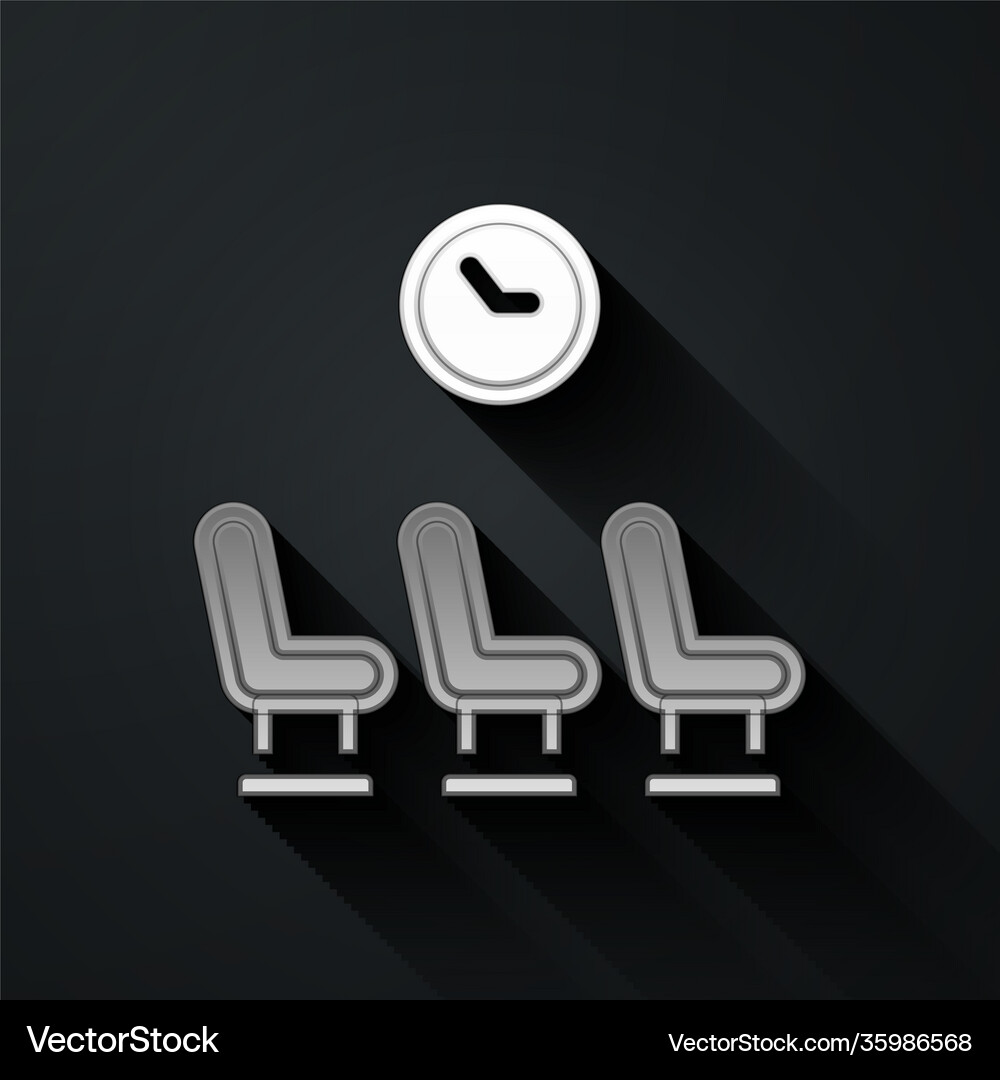 Silver waiting room icon isolated on black Vector Image