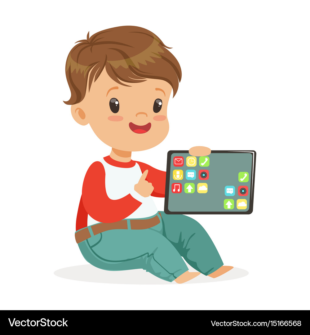 Smiling little boy sitting on floor and Royalty Free Vector