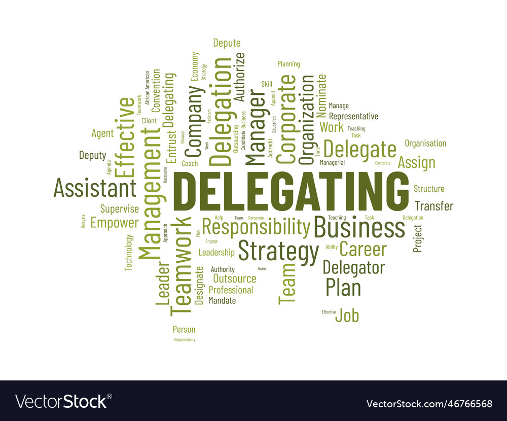 Word cloud background concept for delegating Vector Image Word cloud background concept for delegating Vector Image