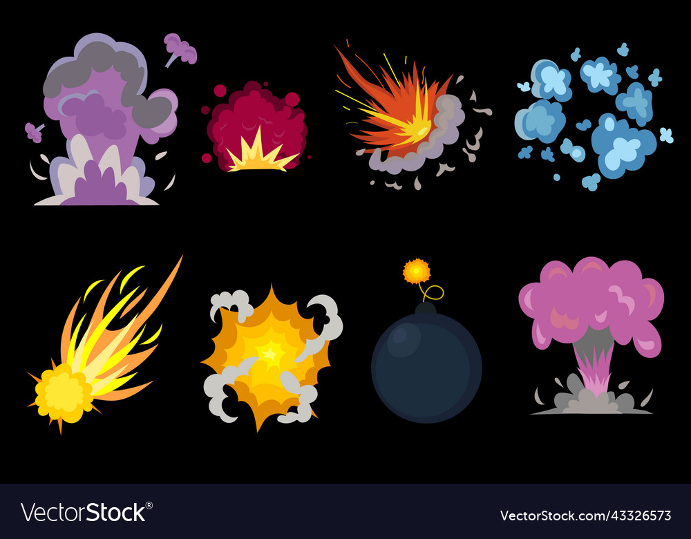 Bomb explosion set Royalty Free Vector Image - VectorStock