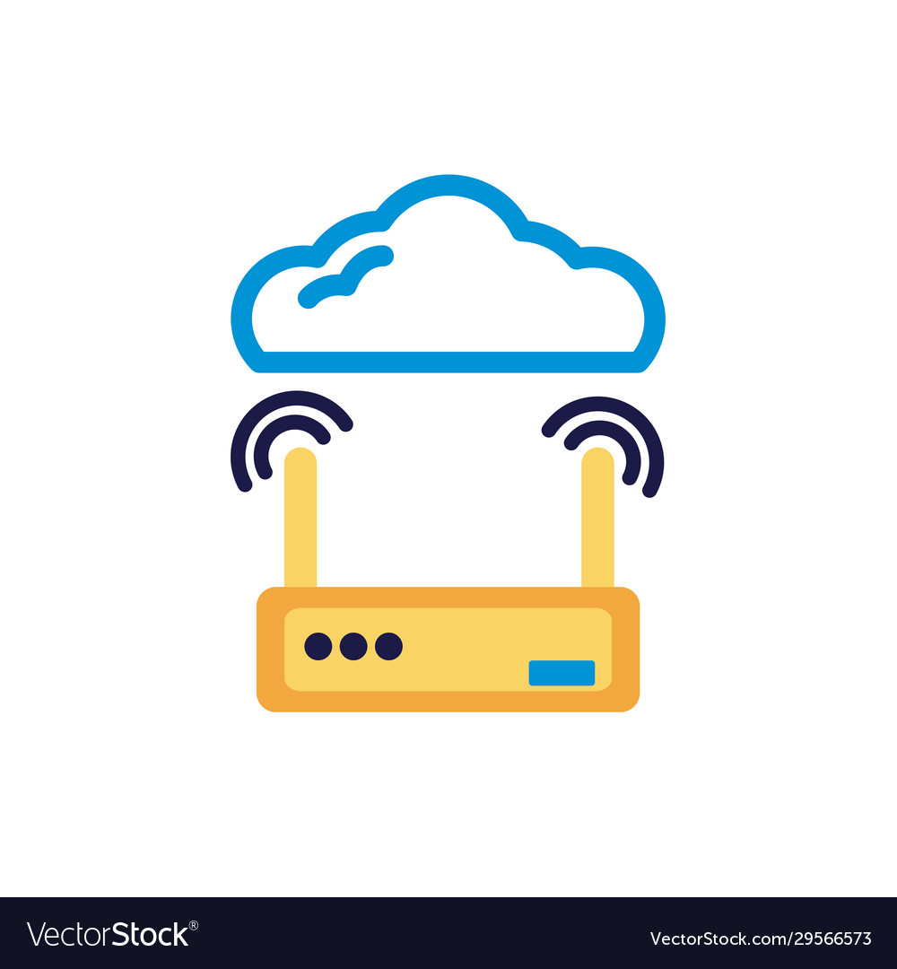 Cloud computing with router lineal color style Vector Image