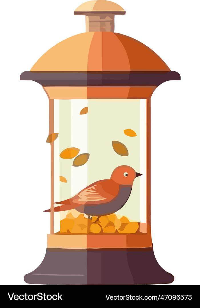 Cute cartoon bird with autumn leaf Royalty Free Vector Image