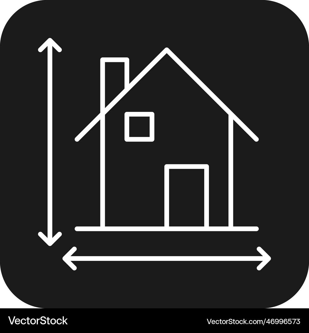 Dimension real estate icon with black filled line Vector Image