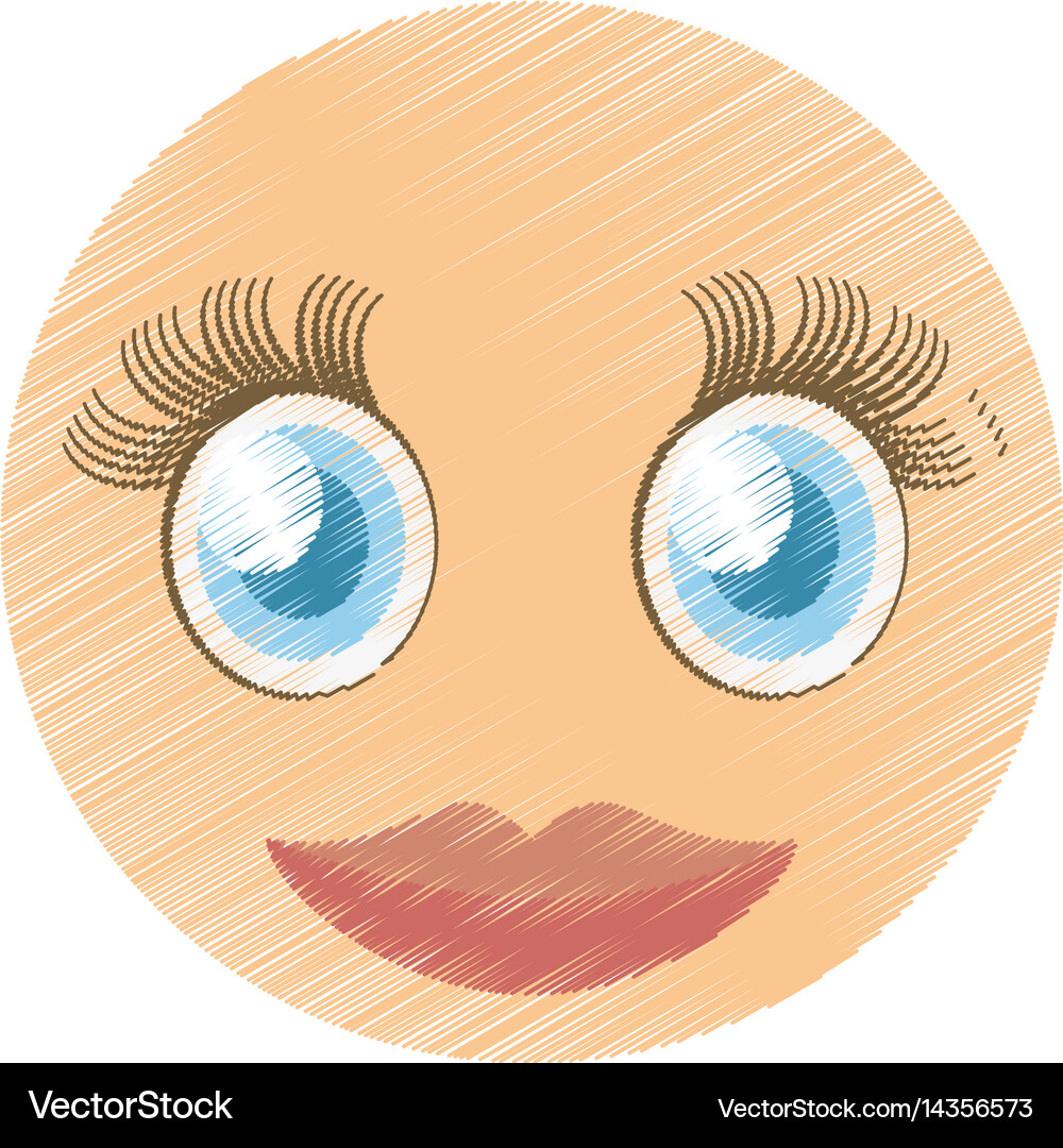Drawing girl pretty emoticon image Royalty Free Vector Image