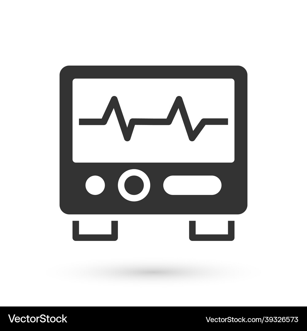 Grey computer monitor with cardiogram icon Vector Image
