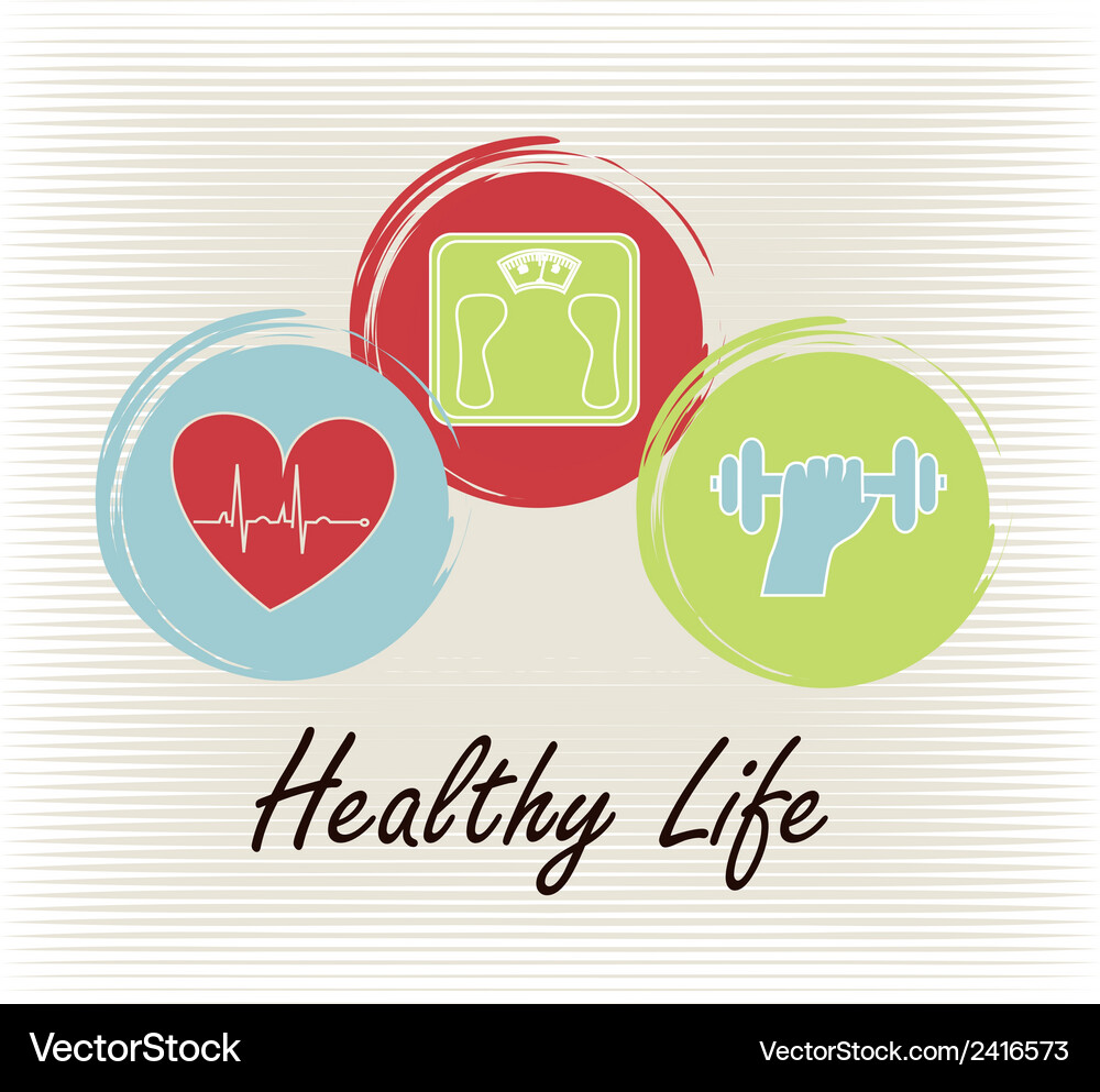 Healthy life over lineal background Royalty Free Vector