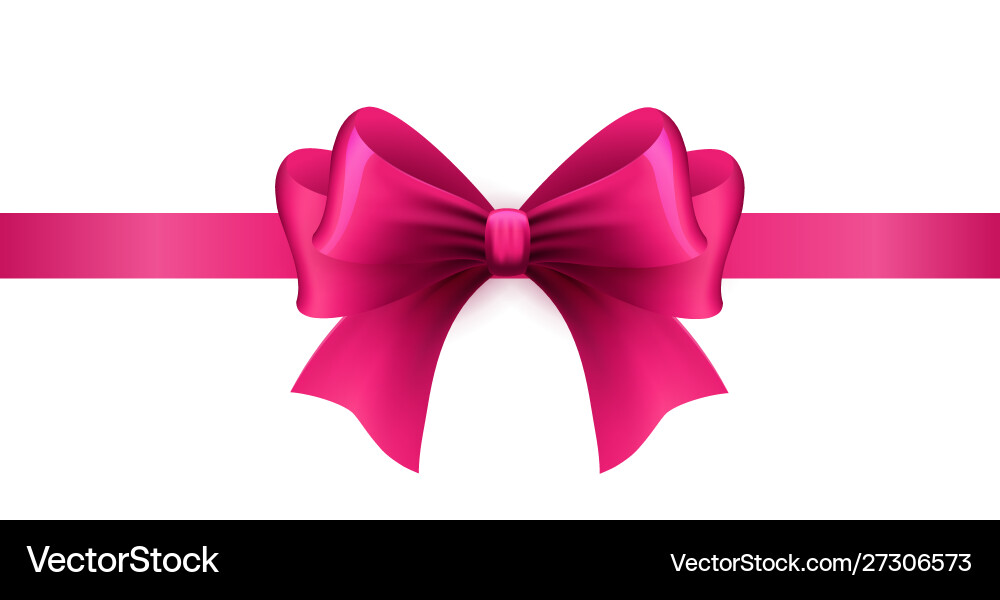 Magenta ribbon with bow on a white background Vector Image