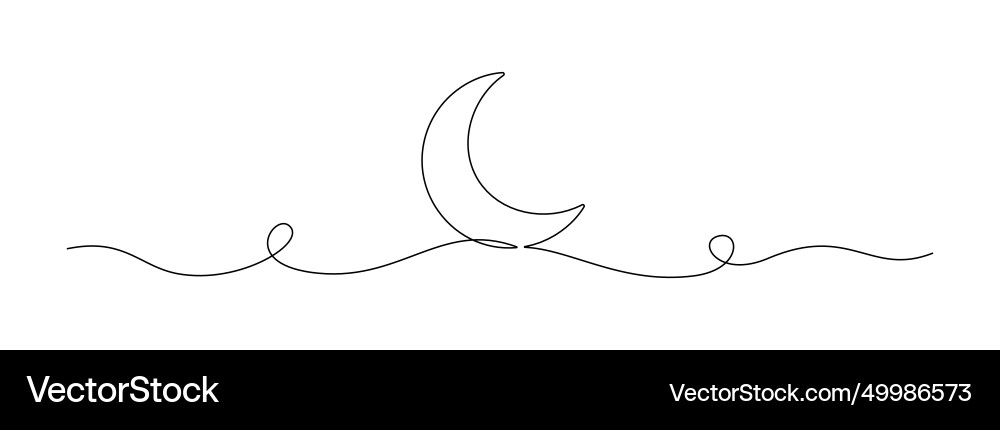 One continuous line drawing of moon ramadan Vector Image