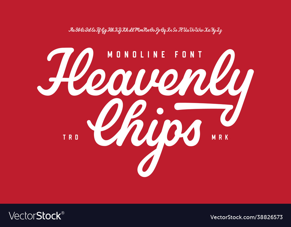 Original monoline script font Royalty Free Vector Image